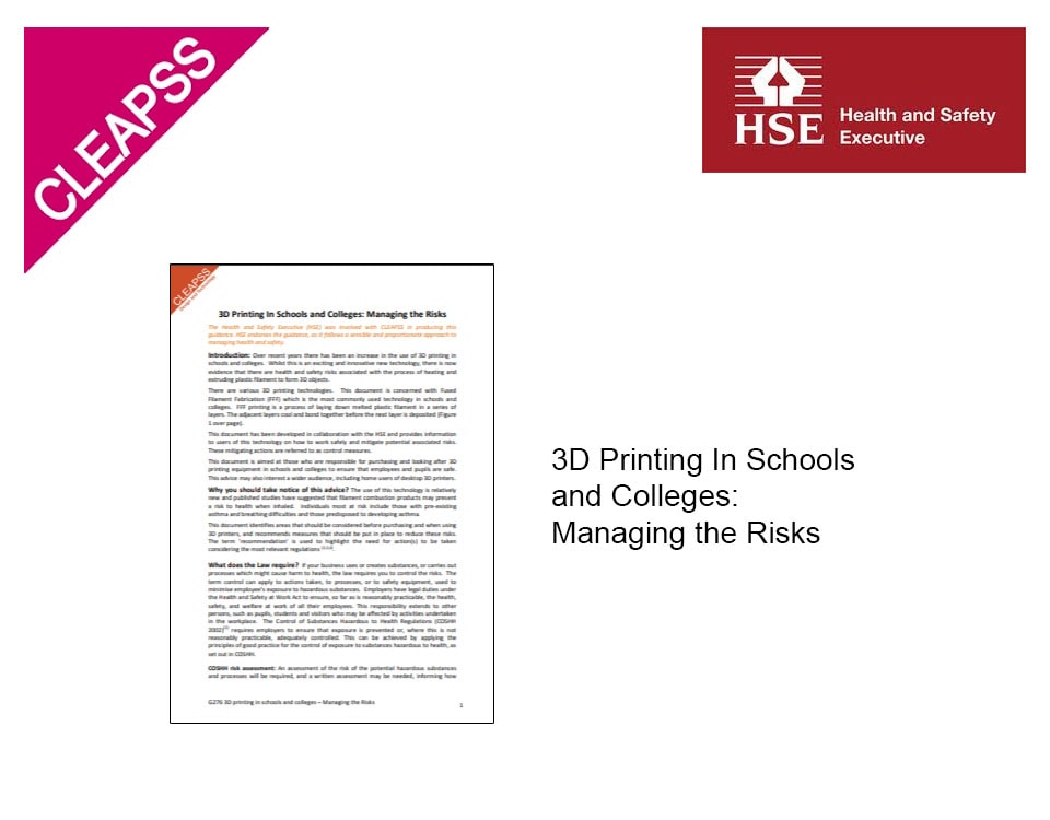 CLEAPSS Guidance for Users of 3D Printing Technology